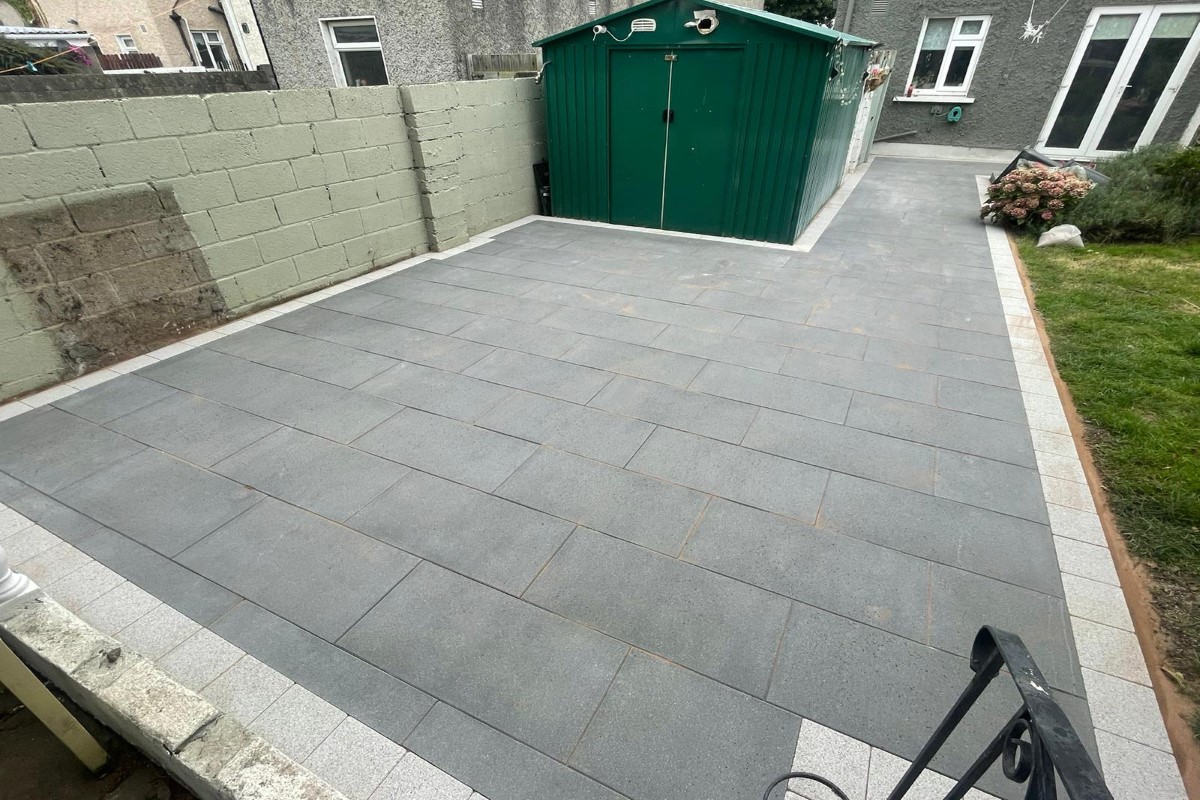 Patio with Black Granite Flags and Silver Granite Borderlines in Santry ...